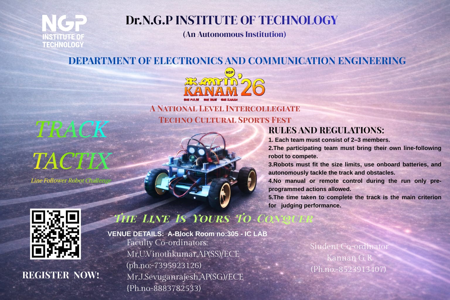 TRACK TACTIX 2026, Dr NGP Institute of Technology, Line Follower Robot ...